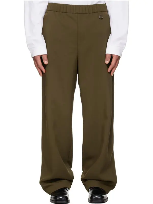 WOOYOUNGMI Stretch Twill Casual Pants - Green