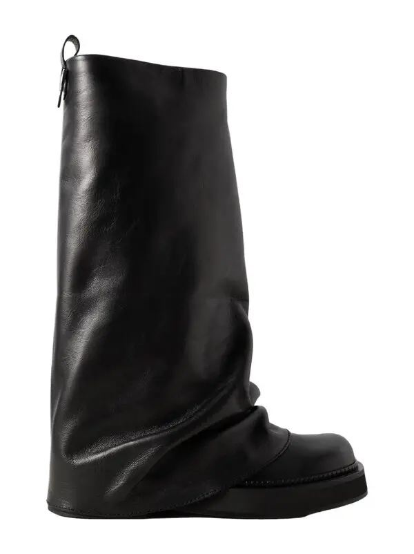 Attico Layered Leather Knee-high Boots - Black
