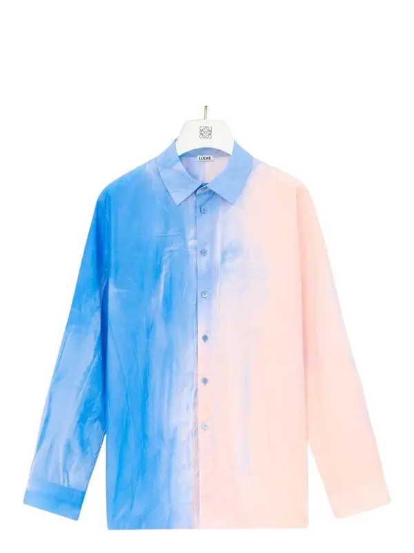 Loewe Logo Embroidered Loose Fit Shirt - Light Blue