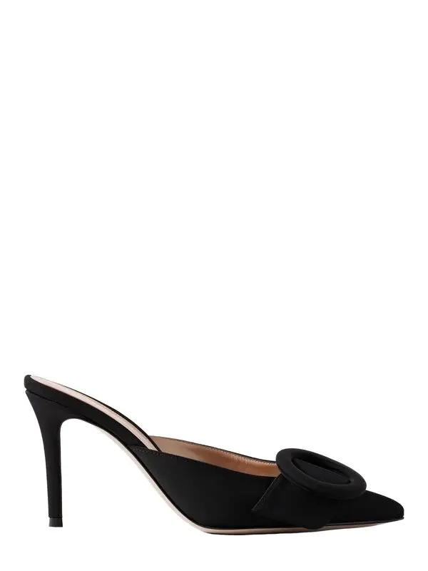 GIANVITO ROSSI Osaka 85 Buckle-embellished Faille Mules - Black
