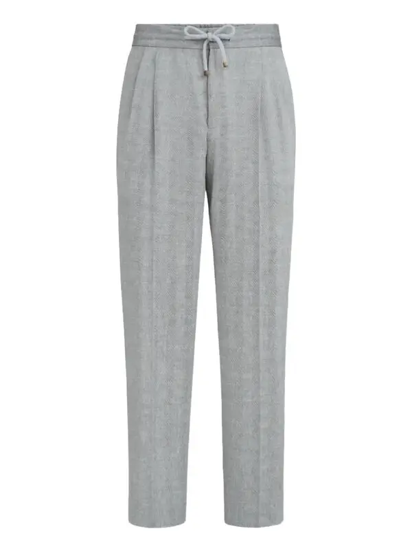 Brunello Cucinelli Drawstring Tailored Pleated Pants - Gray