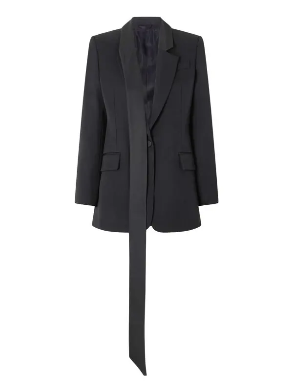 Attico Wool Blazer With Tie Detail - Black