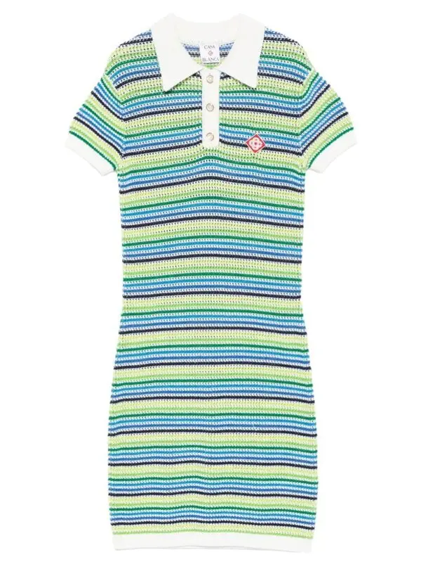 Casablanca Striped Collared Mini Dress - Blue