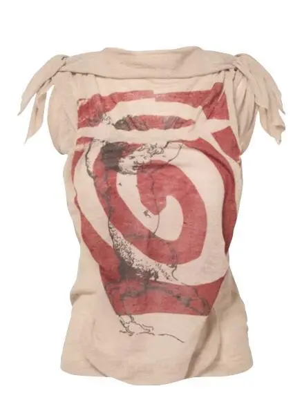 VIVIENNE WESTWOOD Printed Boat Neck Pleated Top - Sand-colored