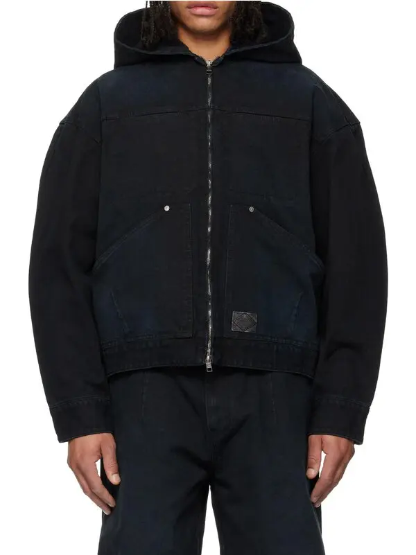 WOOYOUNGMI Hooded Dyed Casual Jacket - Black