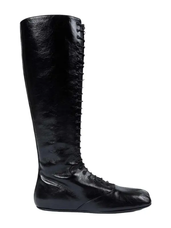 ANN DEMEULEMEESTER Ysha Squared Lace-up High Boots - Black
