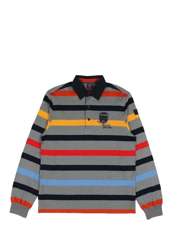 PAUL  SHARK Striped Long-sleeved Polo Shirt - Gray