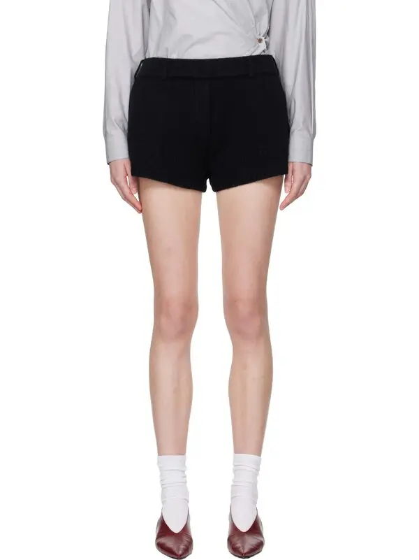 LISA YANG Annora Ribbed Knit Shorts - Black