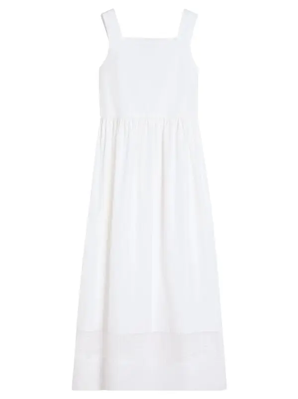 Max Mara Cotton Midi Dress With Wide Straps - White