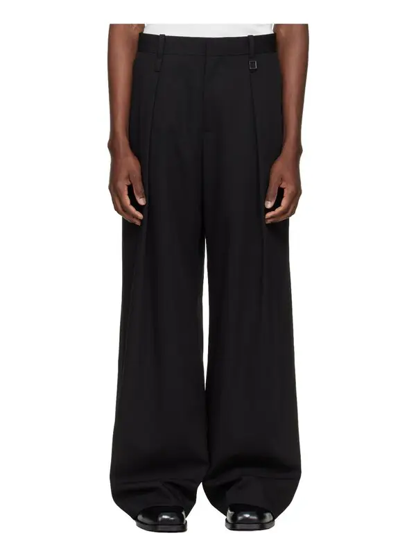 WOOYOUNGMI Single-pleated Wide-leg Trousers - Black