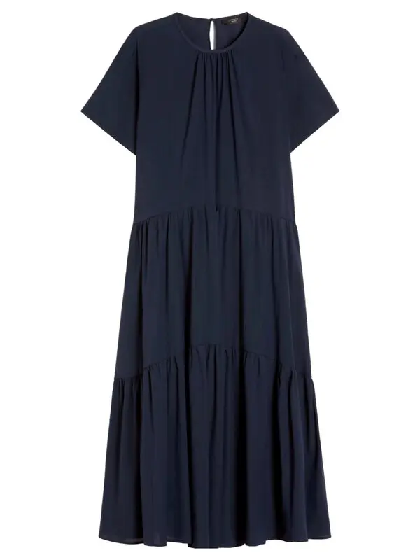 Max Mara Alloro Tiered Midi Dress - Navy Blue