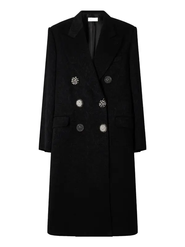 Dries Van Noten Embellished Double-breasted Matelassé Coat - Black