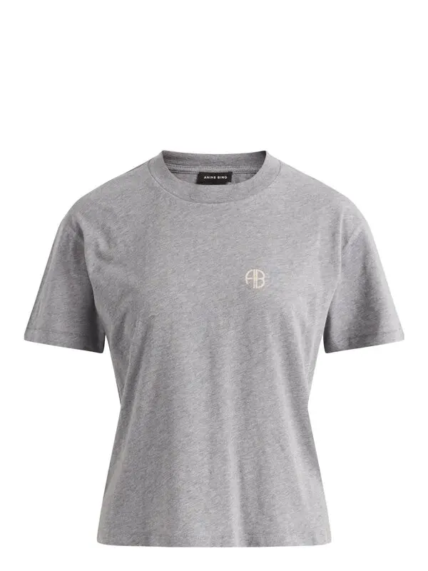 ANINE BING Ab" Logo Short Sleeve T-shirt - Gray
