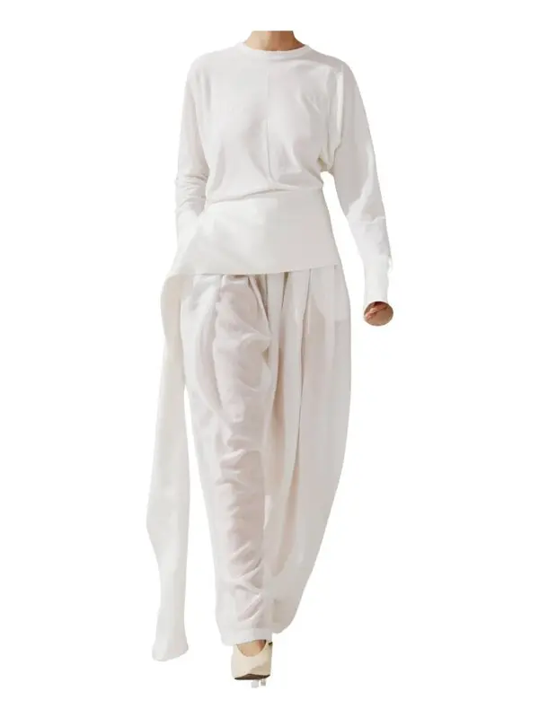 DARKPARK Sheer Relaxed Fit Pants With Detachable Legs - White