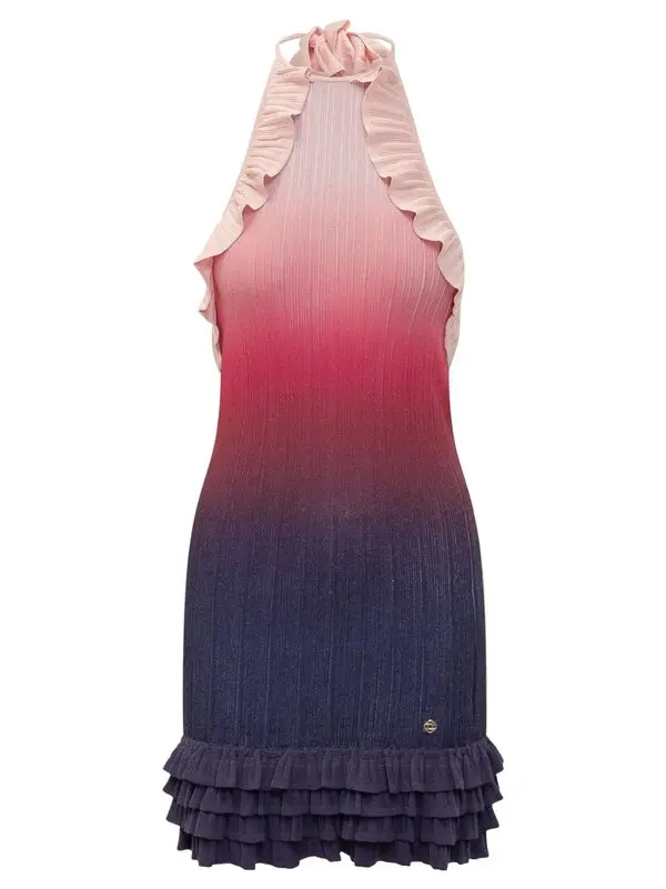 Casablanca Ruffled Gradient Mini Dress - Black