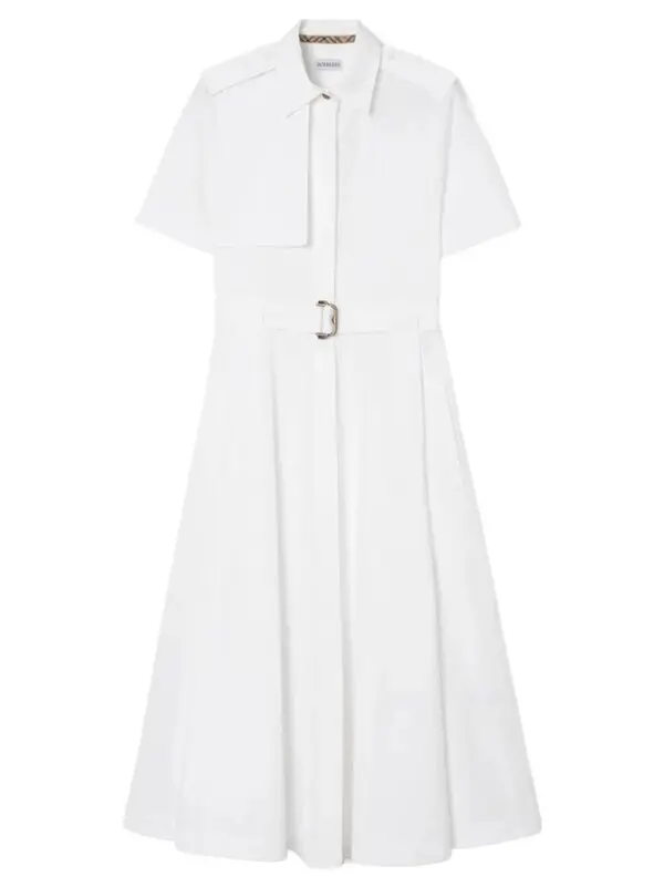 Burberry Belted Poplin Shirt Dress - Optical White