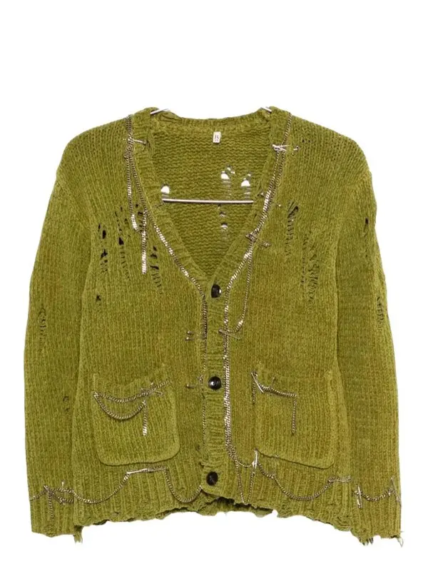 R13 Pins And Chains Distressed Cardigan - Light Green