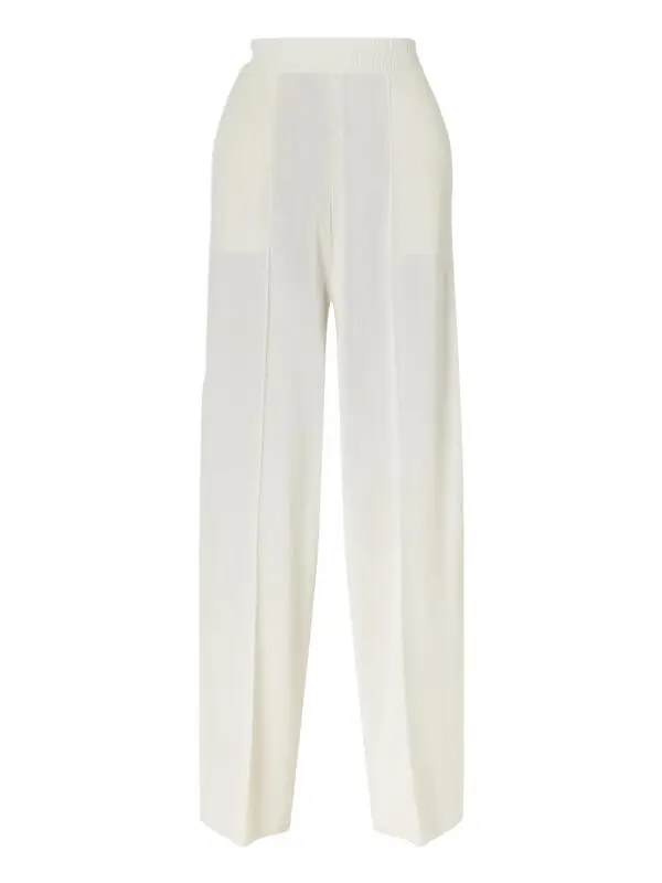 LANVIN Ribbed-knit Wide-leg Pants - White
