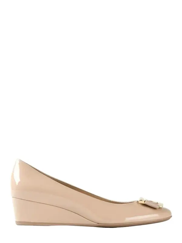 FERRAGAMO Bow Wedge Shoes - Nude