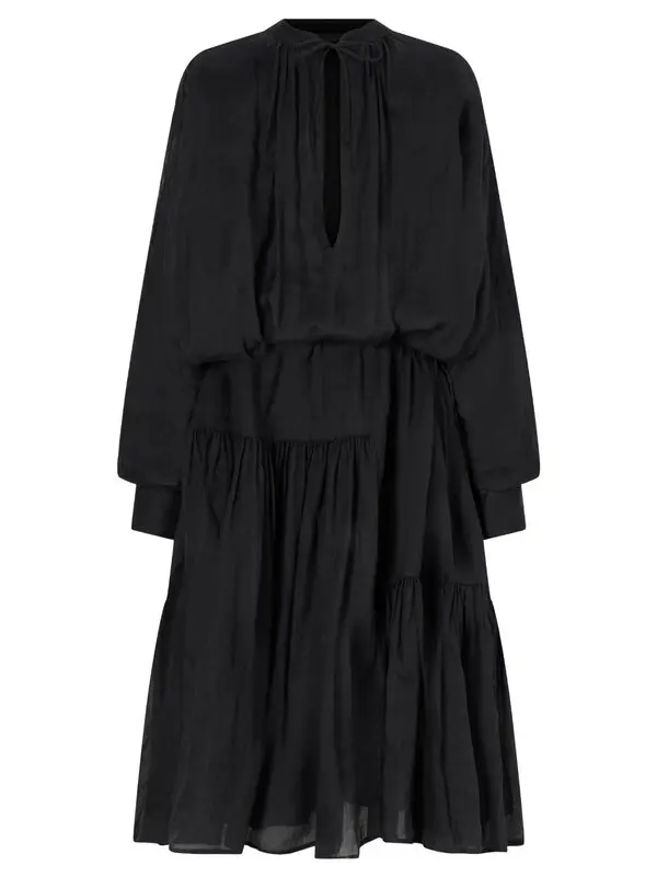 Dries Van Noten Pleated Ramie-mousseline Midi Dress - No