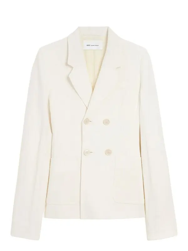 Ami Double Breasted V-neck Blazer - White Cream