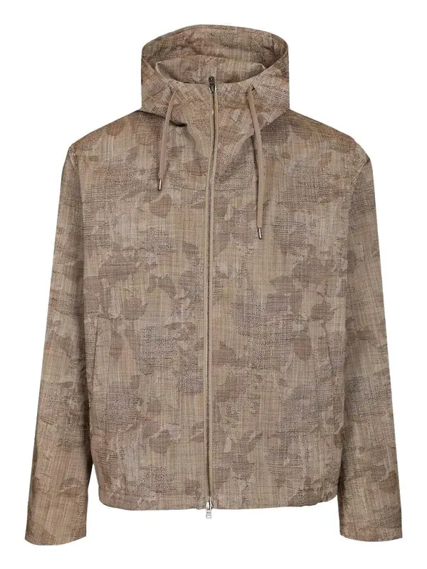 Herno Jacquard Hooded Jacket - Brown