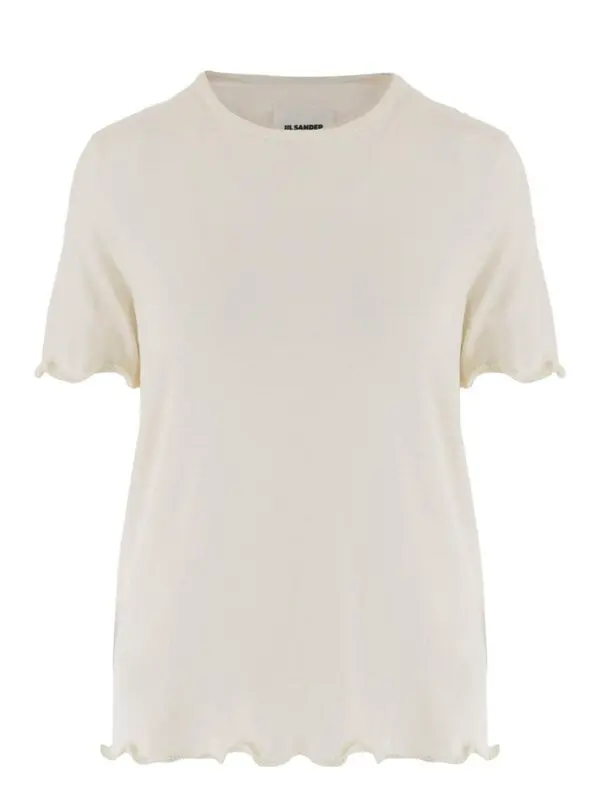 JIL SANDER Short-sleeved Crewneck T-shirt With Gathered Hems - White