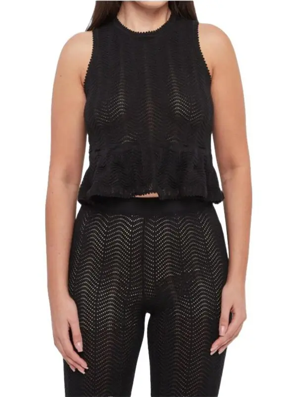 TWINSET Zigzag-knit Peplum Tank Top - Black
