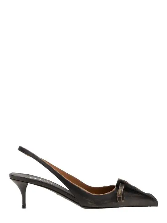 Prada Slingback Bow Heeled Pumps - Black