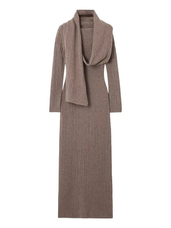 Cult Gaia Natacha Cable-knit Wool And Cashmere-blend Dress - Otter Color