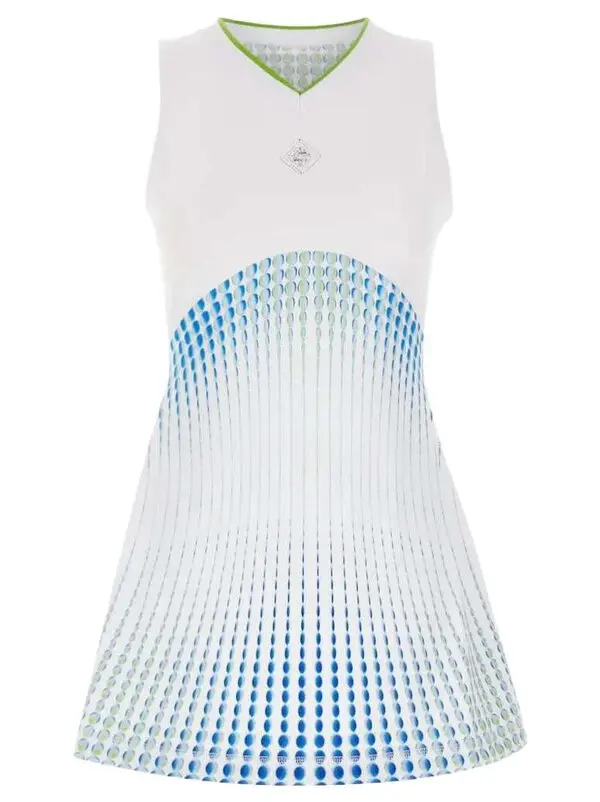 Casablanca Sleeveless V-neck Printed Dress - White, Blue, And Green