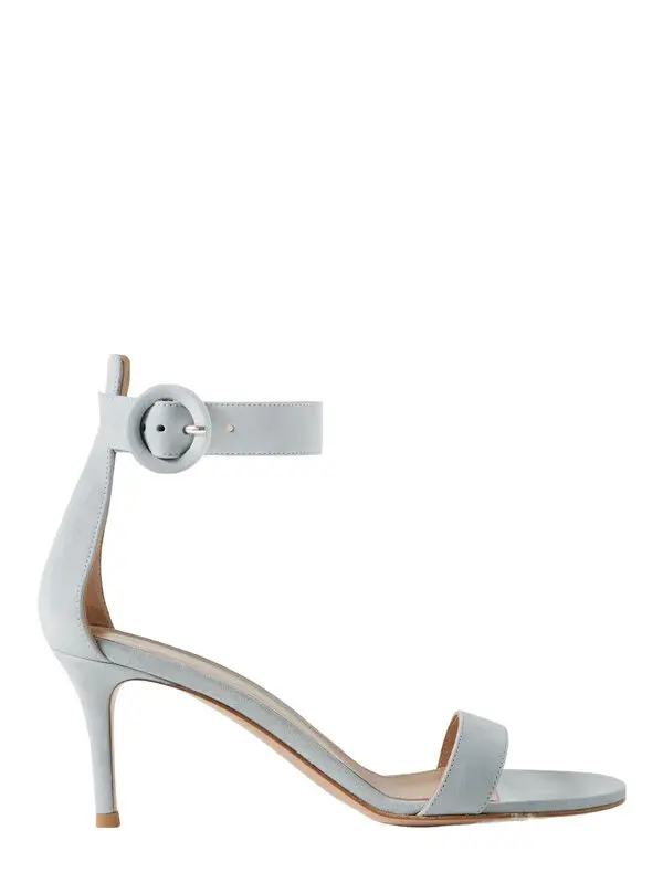 GIANVITO ROSSI Suede Ankle Strap Sandals - Gray