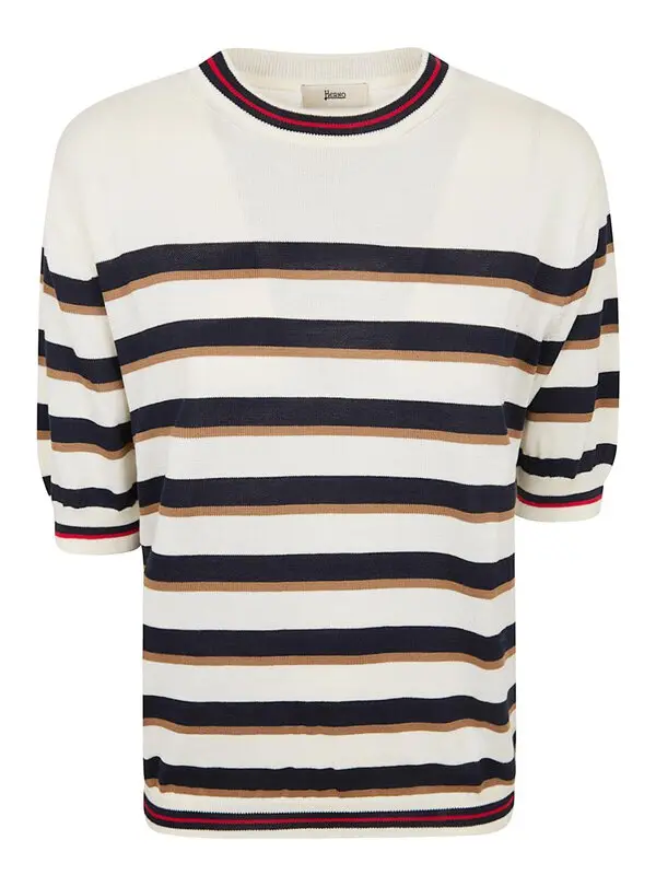 Herno Striped Knit T-shirt - White