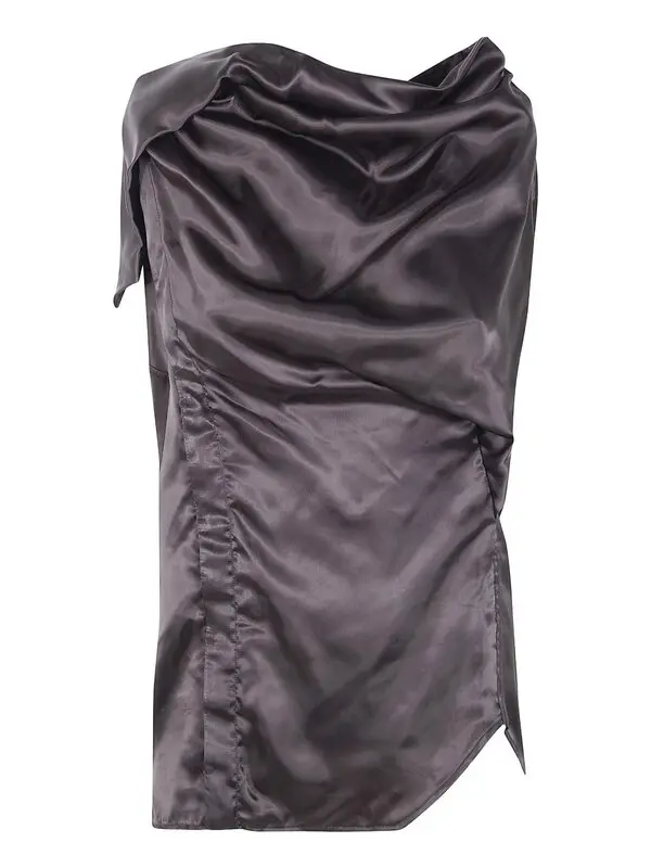 Rick Owens Sleeveless Asymmetrical Draped Top - Black
