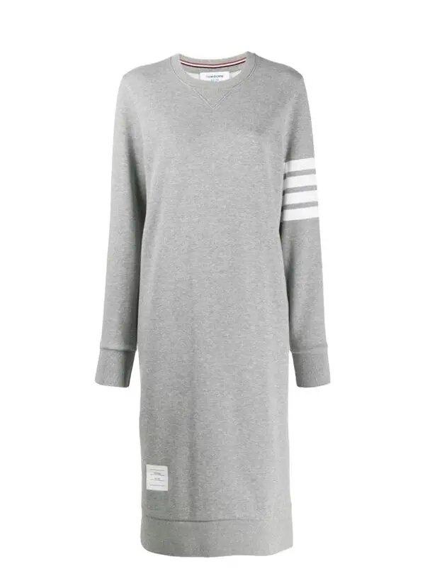 Thom Browne 4-bar Sleeve Sweatshirt Dress - Light Gray