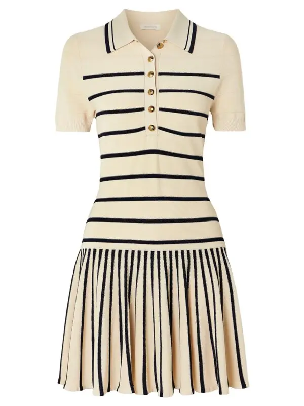 Zimmermann Luna Mini Dress - Cream/navy Blue