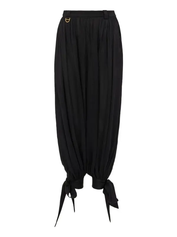 Chloé Crepe Draped Trousers With Knot Detailing - Black