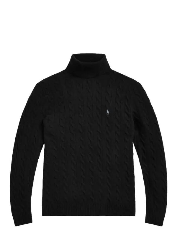 Polo Ralph Lauren Embroidered Pony Roll Neck Jumper - Black