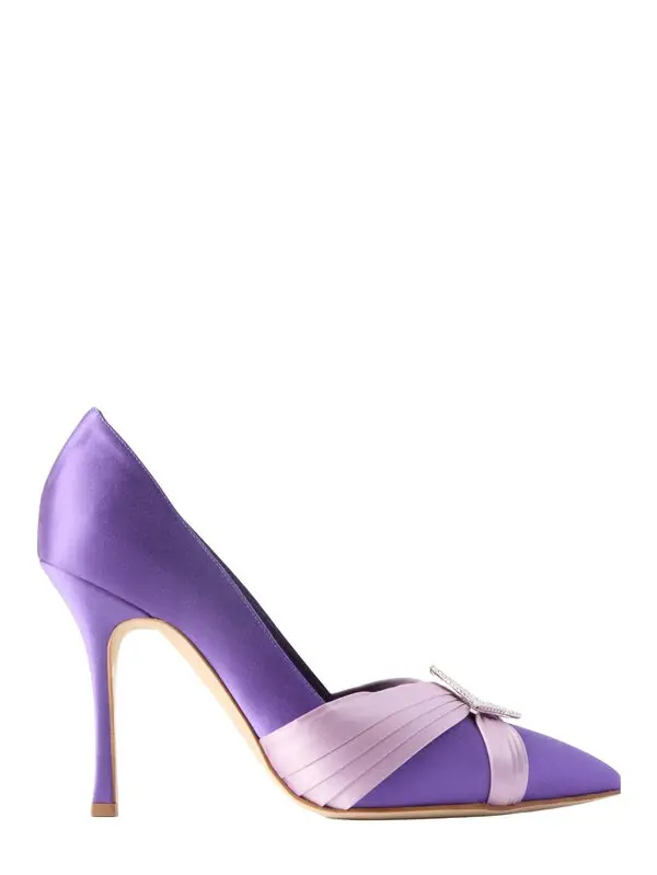 Manolo Blahnik Embellished Two-tone Satin Pumps - Purple