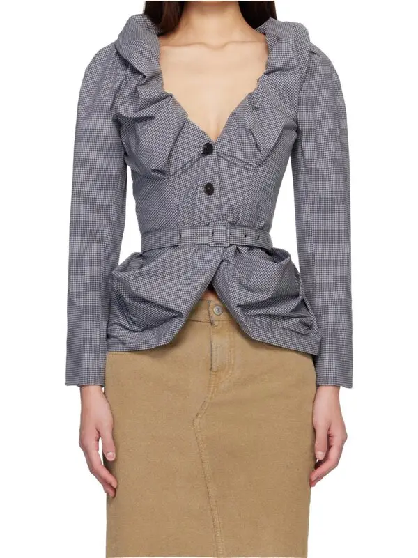 VIVIENNE WESTWOOD Ruched Gingham Blazer - Gray