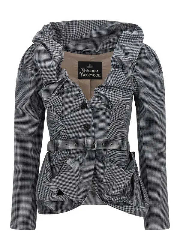 VIVIENNE WESTWOOD Ruched Gingham Blazer - Gray