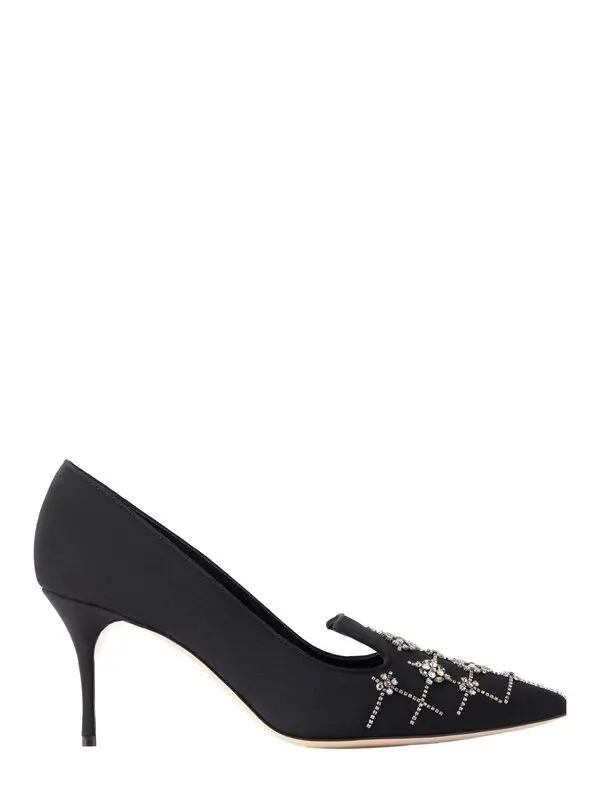 Manolo Blahnik Embellished Crepe De Chine Pumps - Black