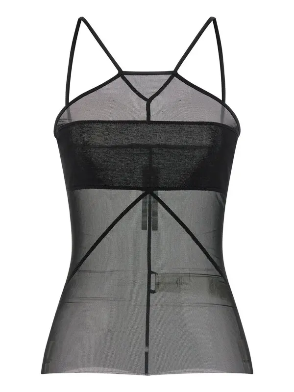 Rick Owens Sleeveless Top With Geometric Lines - Black