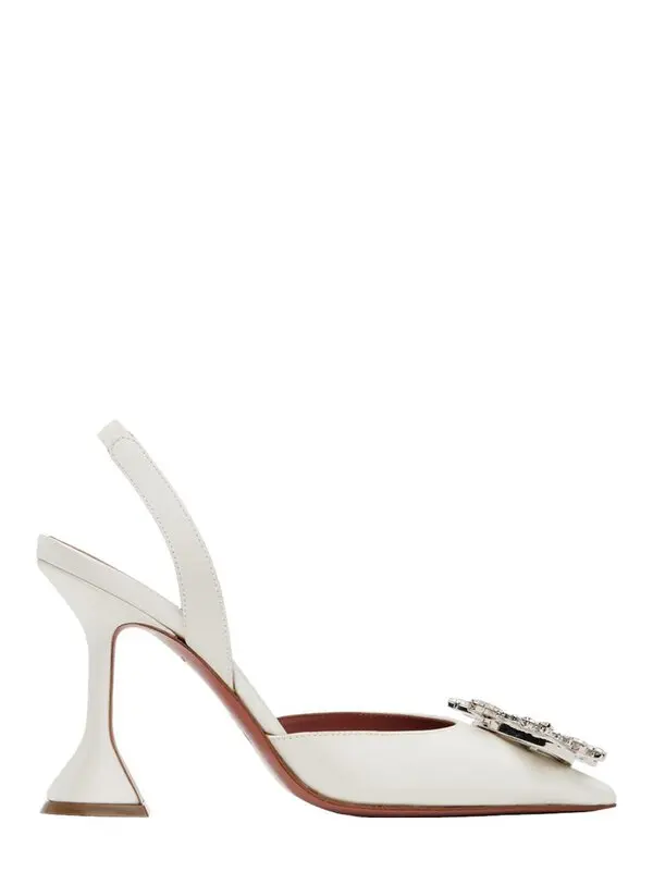 Amina Muaddi Begum Pointed Slingback High Heels - White