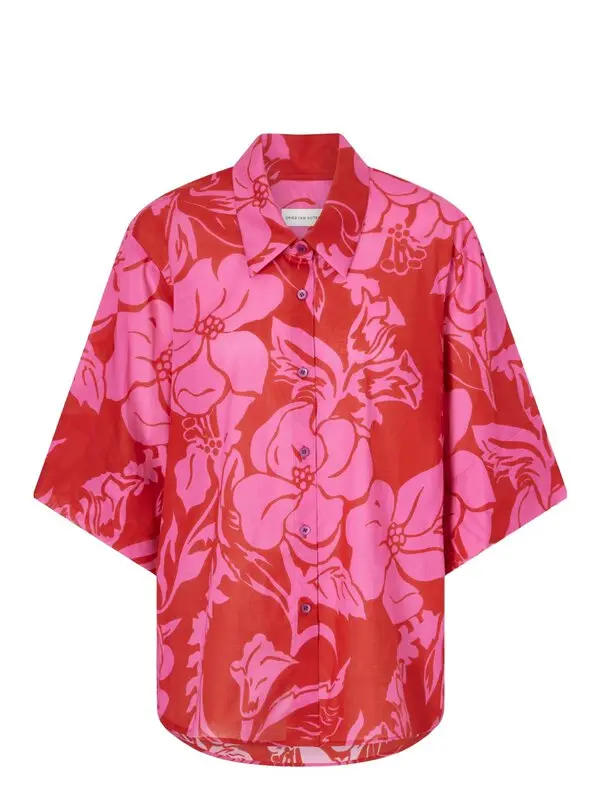 Dries Van Noten Floral-print Cotton-voile Shirt - Red
