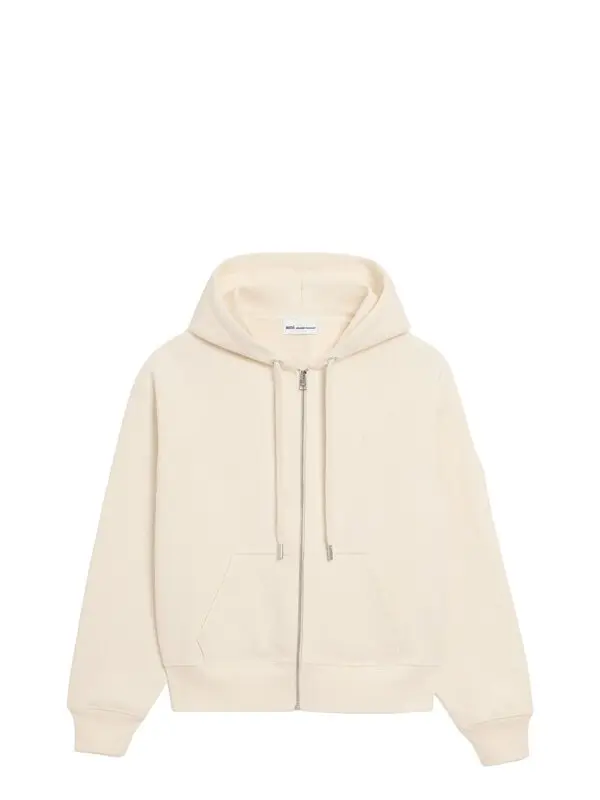 Ami De Coeur Zip-up Drawstring Hoodie - White Cream