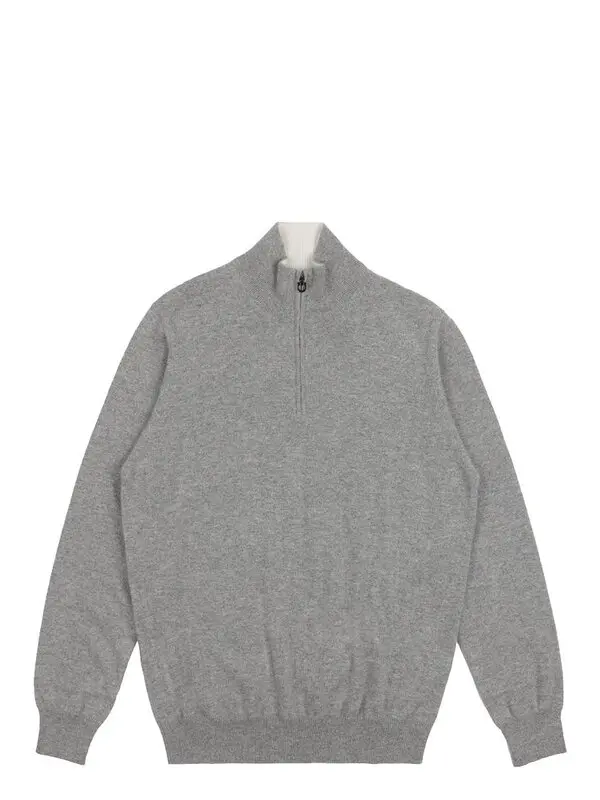 FERRAGAMO Semi-zipper Knit Sweater - Gray