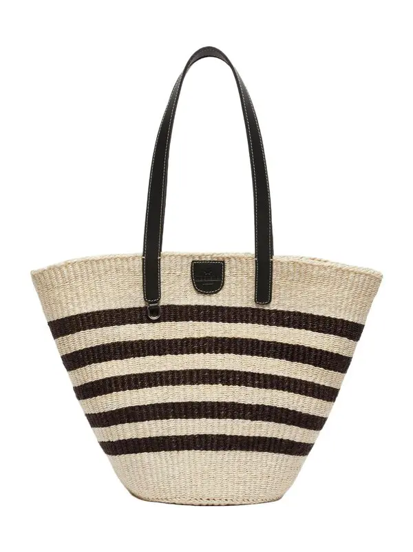 Max Mara Striped Woven Tote Bag - Nude