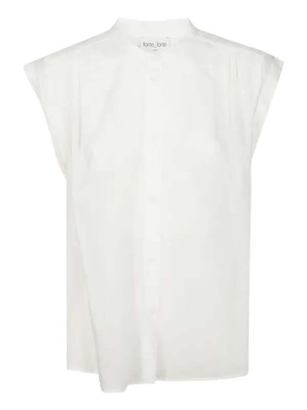 FORTE_FORTE Sleeveless Shirt With Band Collar - White