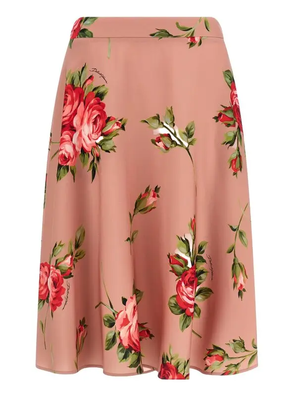 Dolce & Gabbana Floral Print Midi Skirt - Pink